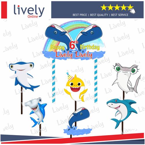 Jual Custom Nama Cake Topper Karakter HIU HAMMERHEAD Hiasan Ulang Tahun ...