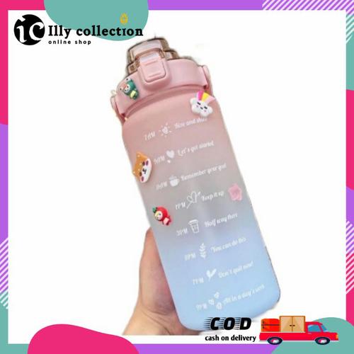 Jual Botol Minum 2 Liter Pastel Gradasi Viral Dengan Penanda Waktu ...