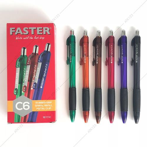 Jual PULPEN / PEN / BALLPOINT FASTER C6 WARNA HITAM / BIRU - SATUAN ...