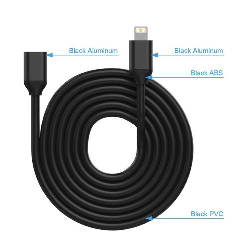 Jual extension cable lightning male to female 1 Meter - Hitam - Kota ...
