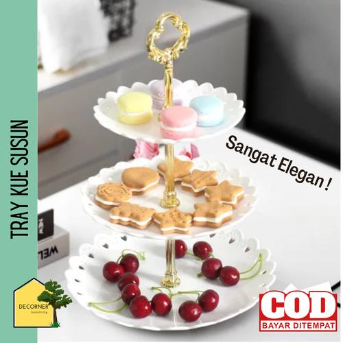 Jual Rak Piring Saji 3 Susun Untuk Cupcake - Cake Tray 3 Layer - Hitam ...