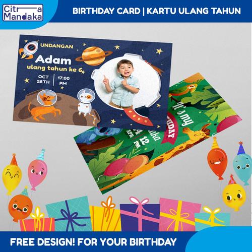 Jual Undangan Ulang Tahun Anak 1 Sisi Custom Free Design | Birthday Card - Jakarta Pusat - Citra ...