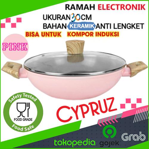 Jual Cypruz KL-0874 Wok Pan /Wajan Kuali Keramik Anti Lengket + Tutup 30cm - Jakarta Timur ...