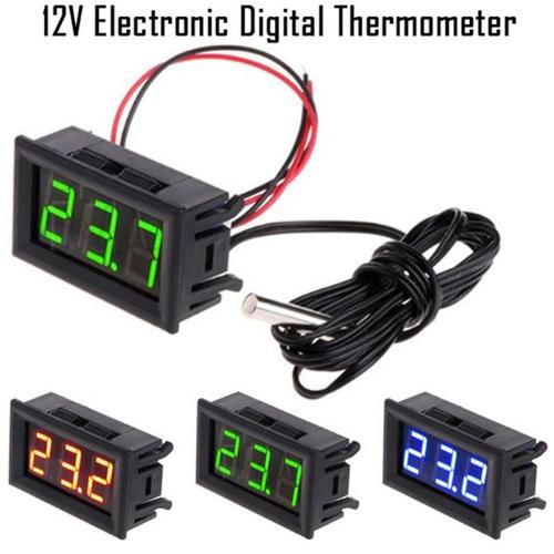 Jual 12V Mini Digital Thermometer LED Display Panel Temperature Sensor ...