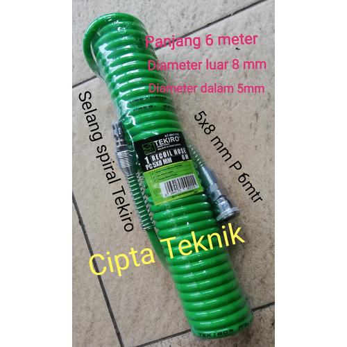 Jual Selang angin spiral 6 meter 5mm x 8mm Tekiro recoil hose 5x8 mm ...