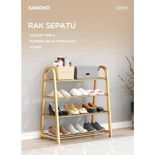 Jual Rak Sepatu 4 Susun Estetik Baja Anti Karat Gold / Black SSR-003 ...