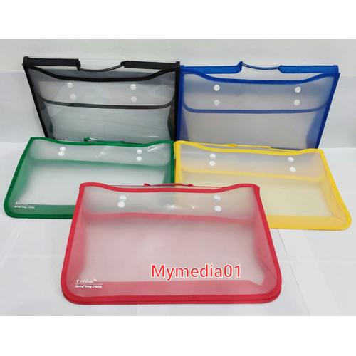 Jual School Bag Transparan/Tas Dokumen Plastik Kancing/Map Zipper ...