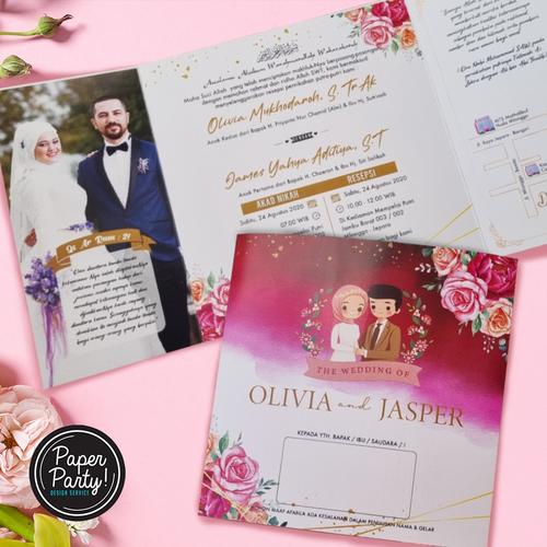 Jual undangan pernikahan tema maroon rose watercolor - Kota Surabaya ...