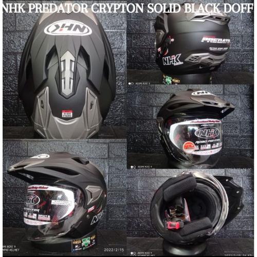 Jual NHK HELM PREDATOR CRYPTON SOLID BLACK DOFF DOUBLE VISOR SNI DOT ...