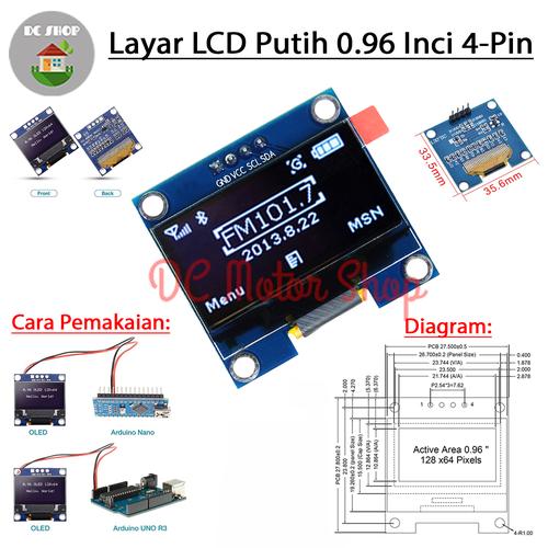 Jual OLED WHITE PUTIH 0.96 INCH I2C IIC 128X64 DISPLAY MODULE LCD ...