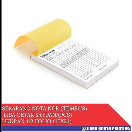 Jual NOTA 1/2 FOLIO (15X21) ,BAHAN NCR ( TEMBUS) ,50 LEMBAR 2 RANGKAP ...