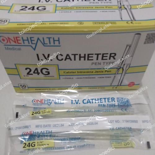 Jual abocath iv catheter onehealth / jarum infus 18 / 20 / 22 / 24 / 26 ...