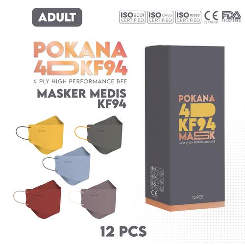 Promo POKANA 4D KF94 Earloop Medical Face Mask - Solid Color - Redwood ...