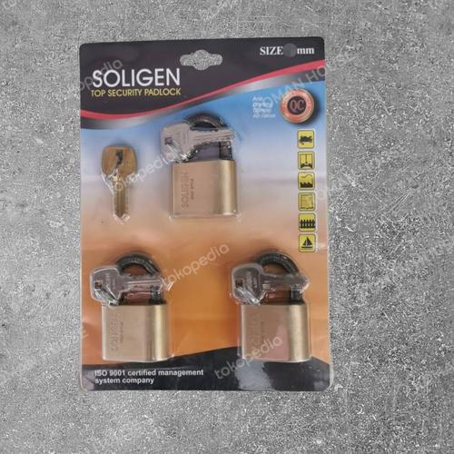 Jual gembok master key soligen 3 pcs gembok kuningan anti maling ...