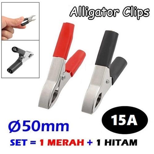 Jual Jepitan Aki / Capitan Aki Alligator 15A 50mm Clip Tester Merah ...