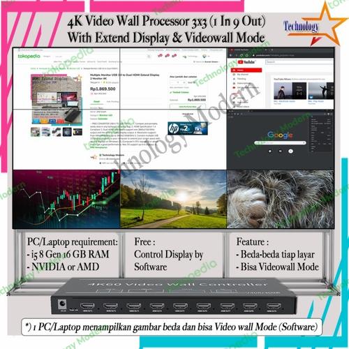 Jual 4K HDMI Video Wall Processor 3x3 Extend Display 1 PC/Laptop Untuk ...