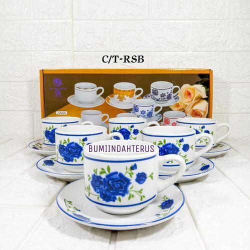 Jual 6Set Cangkir keramik+Tatakan Motif Bunga / Coffee Cup and Saucer ...
