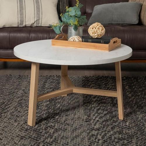 Jual Meja Tamu Minimalis | Meja Kayu Bulat | Coffee Table HPL Top ...