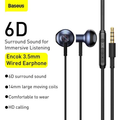 Jual BASEUS HEADSET HANDSFREE ENCOK 3.5MM WIRED EARPHONE H19 - Hitam ...