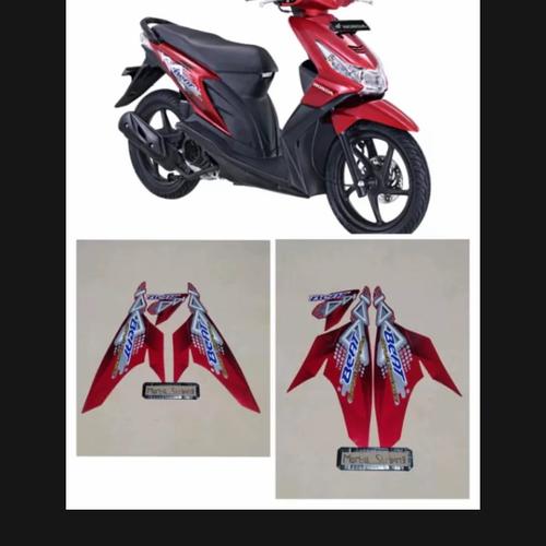 Jual Stiker Striping Les Lis Bodi Beat Karbu 2010 2011 Warna Merah ...