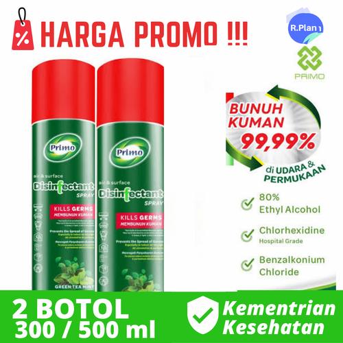 Jual Disinfectant Spray Bundling 2 - 300 ml 500 ml PRIMO Aerosol Sanitizer - Sereh / Serai, 500 ...