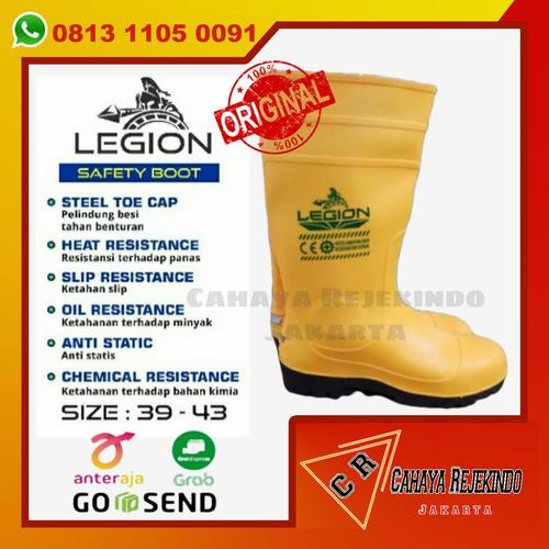Jual Sepatu Safety Boot LEGION Ujung Besi/Sepatu Boot Rubber Safety ...