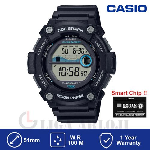 Promo CASIO WS-1300H-1AVDF Jam Tangan Pria Digital Tide Graph Hitam ...