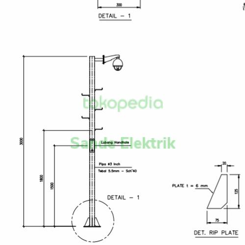 Jual Tiang CCTV Pipa Bulat 3M + Tangga Hotdeep Galvanized Pole CCTV 3 ...
