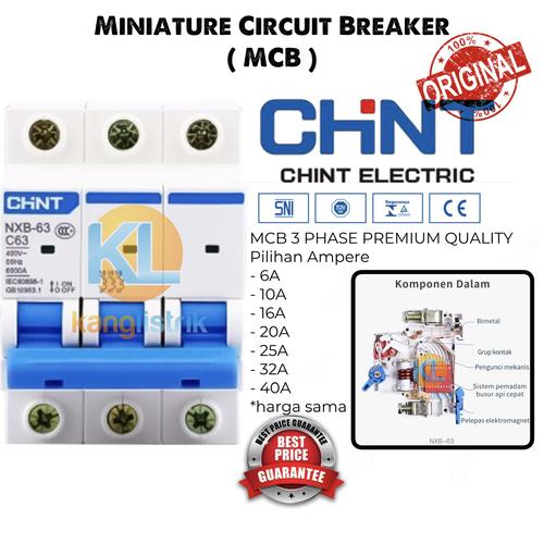 Jual MCB CHINT SNI 3P 6A/10A/16A/20A/25A/32A/40A 3phase PREMIUM QUALITY 6kA - 32A - Jakarta ...