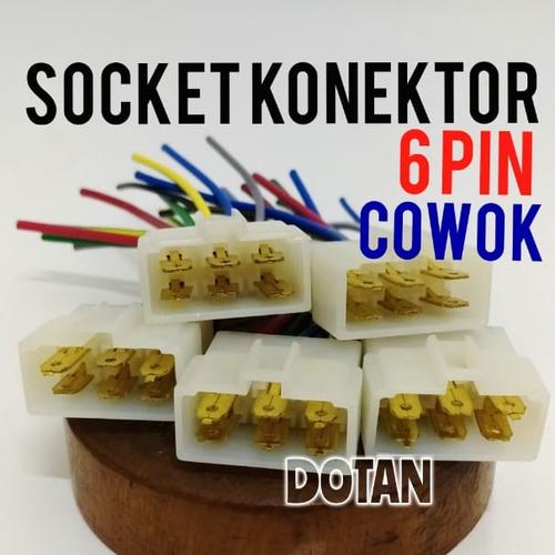 Jual SOKET SOCKET KONEKTOR 6 PIN (TERMASUK SKUN DAN KABEL) BAHAN NYLON ...