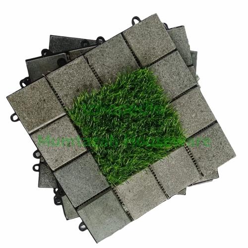 Jual Lantai Batu Alam Andesit Motif Kotak mix Rumput / Decking Tile ...