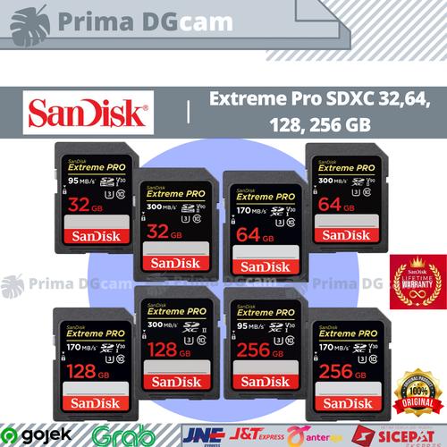 Jual Sandisk Extreme Pro SDXC / SDHC 32gb 64gb 128gb 256gb Garansi Resmi - 64GB 300MB/s ...