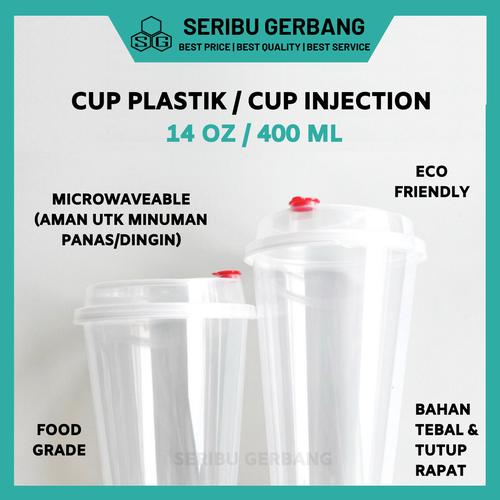 Jual GELAS PLASTIK CUP INJECTION PP 14OZ 14 OZ 400ML BOBA CHEESE TEA ...