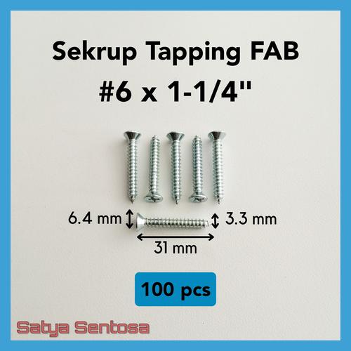 Jual Sekrup 6 x 1-1/4" FH + Tapping Screw Moon Lion Skrup 3.1 cm (100 pcs) - Kab. Jepara - Satya ...