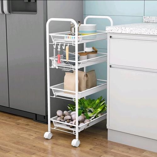Jual Trolley portable Rak besi 4 tingkat serbaguna roda troli barang ...