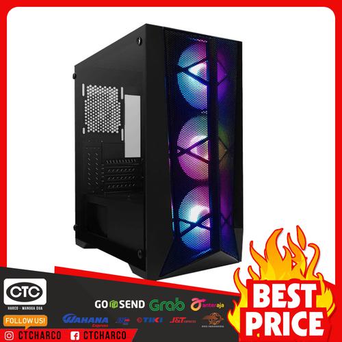 Promo Case Cube Gaming Targa Free 3 FAN RGB Vertical GPU mATX Gaming ...