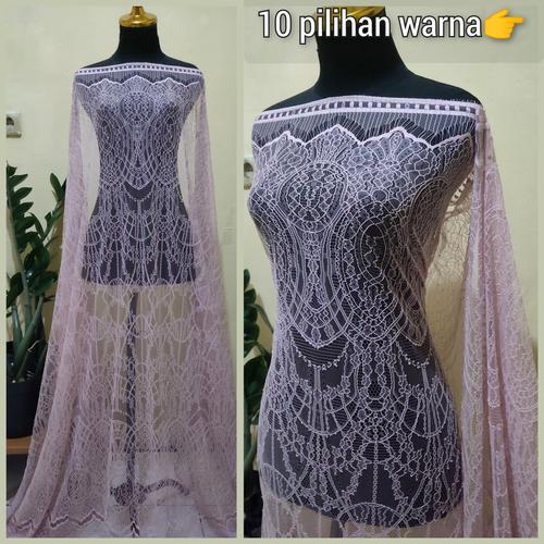 Jual kain brokat chantily,chantilly Lace,bakal kain kebaya santily ...