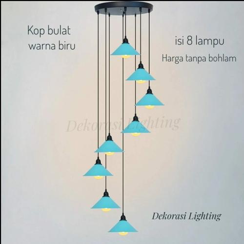 Jual Lampu gantung void 8in1 warna warni minimalis dekor - Pink ...