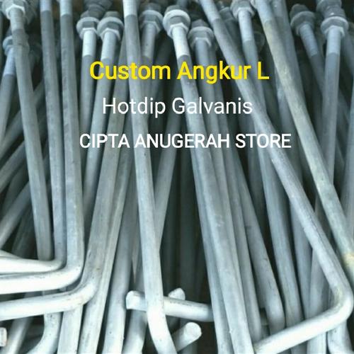 Jual angkur L besi beton HDG m16x50 / 5/8" x 50 / M16 x 50cm / M16 x 50 ...