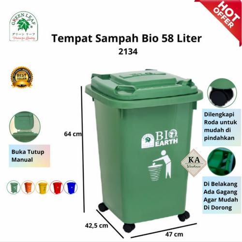 Jual Tempat Sampah Green Leaf 58 Liter Roda / Tempat Sampah Plastik ...