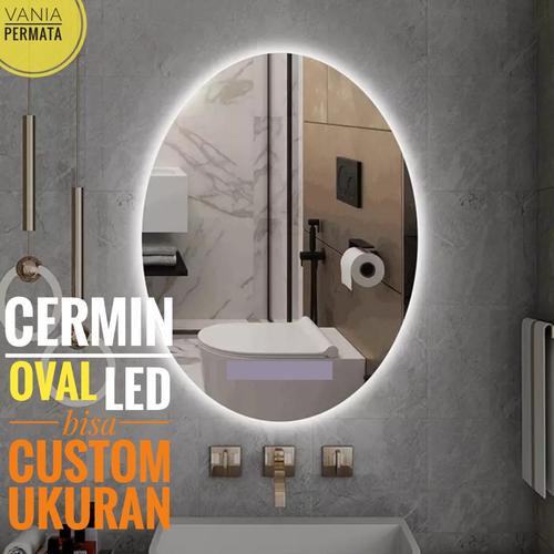 Jual Cermin Dinding Oval Mirror Led Cermin Rias Make Up Wastafel ...