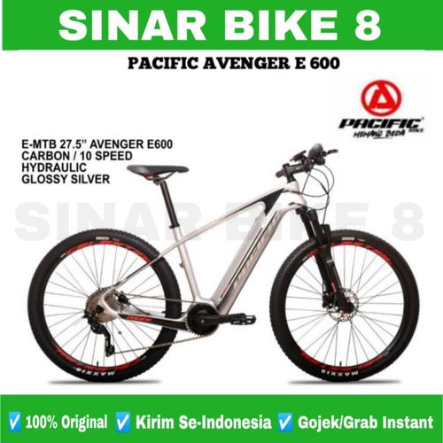 Jual Sepeda E MTB Electric PACIFIC AVENGER E600 Carbon 10 Speed Hidrolik - Glossy Silver - Kota ...