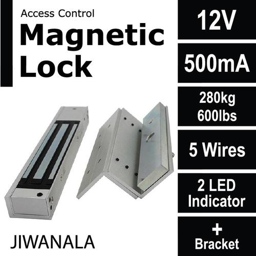 Jual EM EMLock Magnetic Lock 600 lbs 280 kg 12V 2 LED Indicator 5 Kabel ...