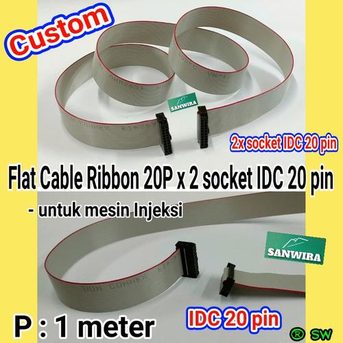 Jual Flat Cable Ribbon 20P x 2 socket IDC 20 pin - P = 1 meter (Custom ...