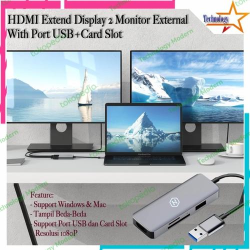Jual HDMI Extend 2 Monitor Display (Tampil Beda-Beda) With 1X USB+Card ...