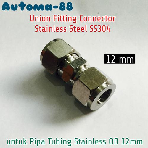 Jual SS304 Union Connector 12mm Fitting Sambungan Tubing Stainless OD ...