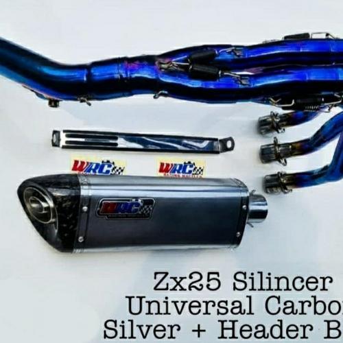 Jual WRC knalpot type zx25 silincer carbon silver + header blue full ...