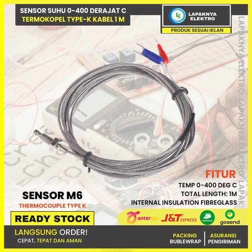 Jual Sensor Suhu 0-400 Derajat C Thermocouple Termokopel Type-K Kabel 1 ...