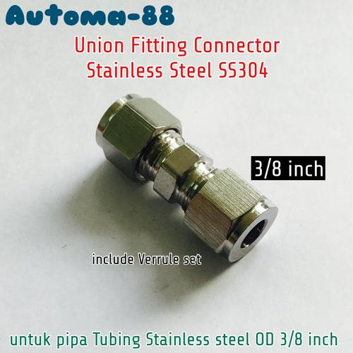 Jual SS304 Union Connector 3/8 inch Sambungan pipa Tubing OD 3/8 ...