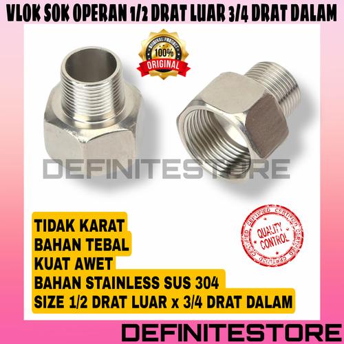Promo Sok Sambungan Kran Sok Kran Sok Drat Dalam 3/4 Inch x Drat Luar 1/2 Inch Operan Drat Kran ...
